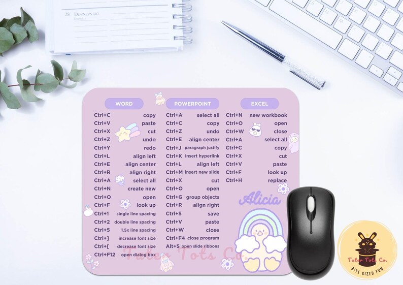 Cute Rainbow Duck, Windows Shortcut Keys Pastel Purple Productivity ...