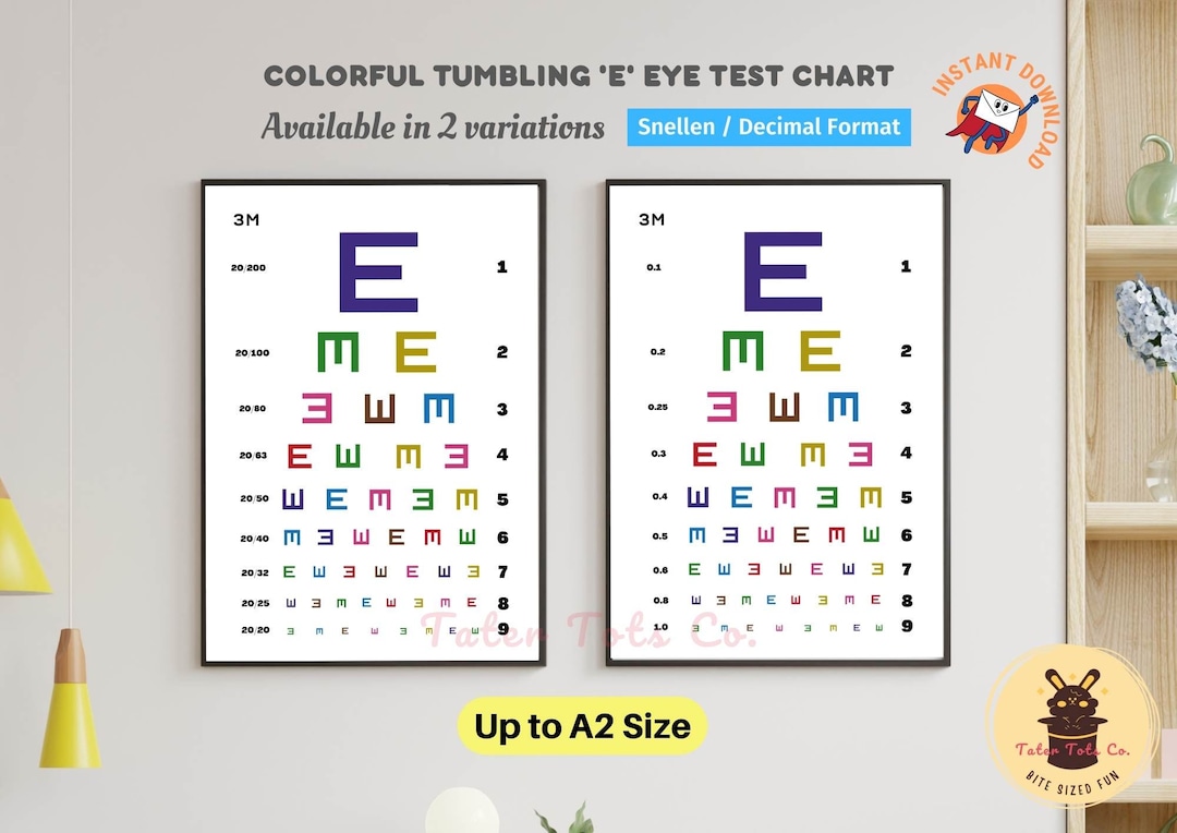 Simple Rainbow Tumbling Letter E Eye Test Chart Ophthalmology Snellen ...