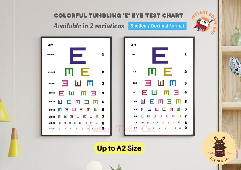 Simple Rainbow Tumbling Letter E Eye Test Chart Ophthalmology Snellen ...