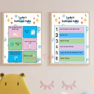 Personalized Bathroom Editable Rules, House Restroom Sign Toilet ...