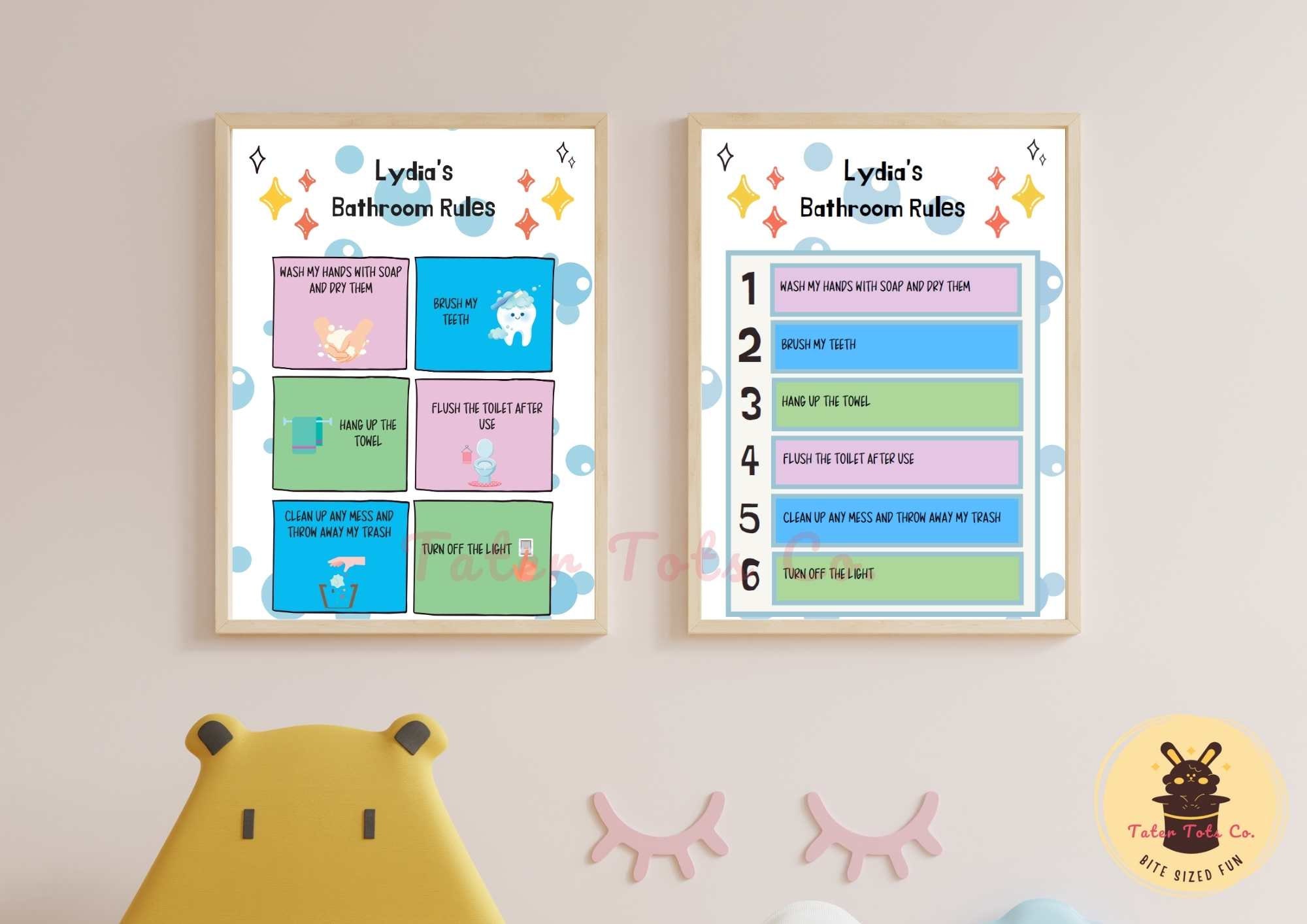 Personalized Bathroom Editable Rules, House Restroom Sign Toilet ...