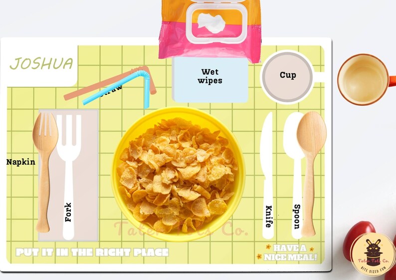 Personalized Educational Table Setting Placemat for Kids Mannerism ...