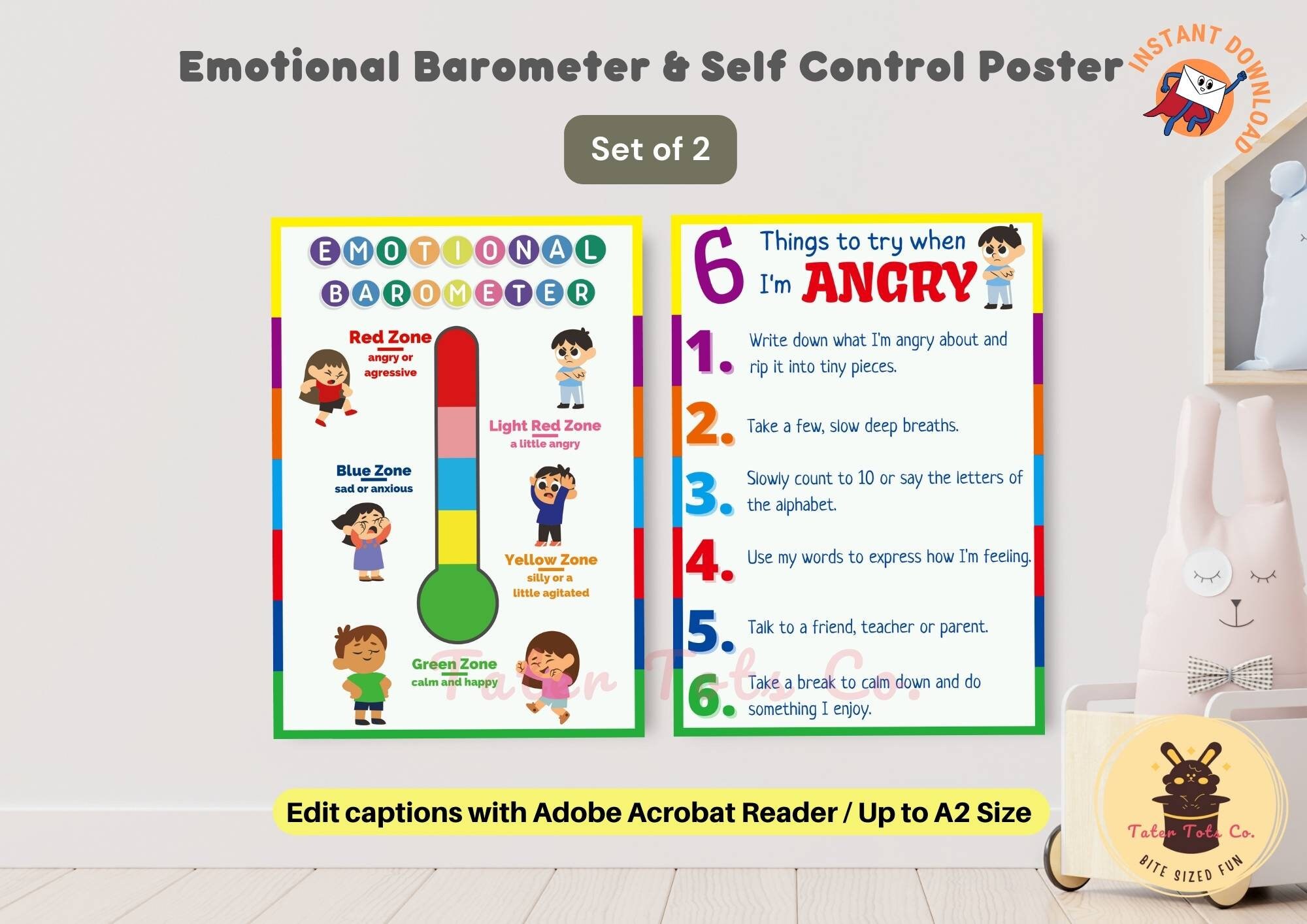 Zones of Emotional Regulation Self Control Posters | Calm Down Corner ...