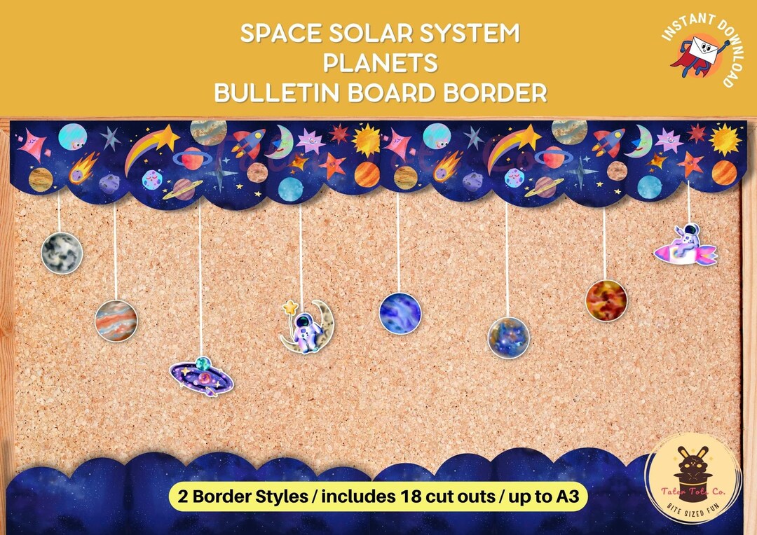 Solar System Planets With Night Sky Space Border and Astronomy Cut-out ...
