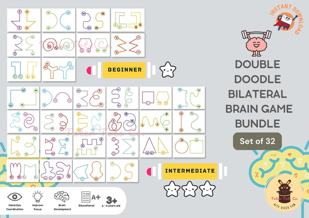 Double Doodle Bilateral Brain Game Bundle for Cognitive Skills Training ...