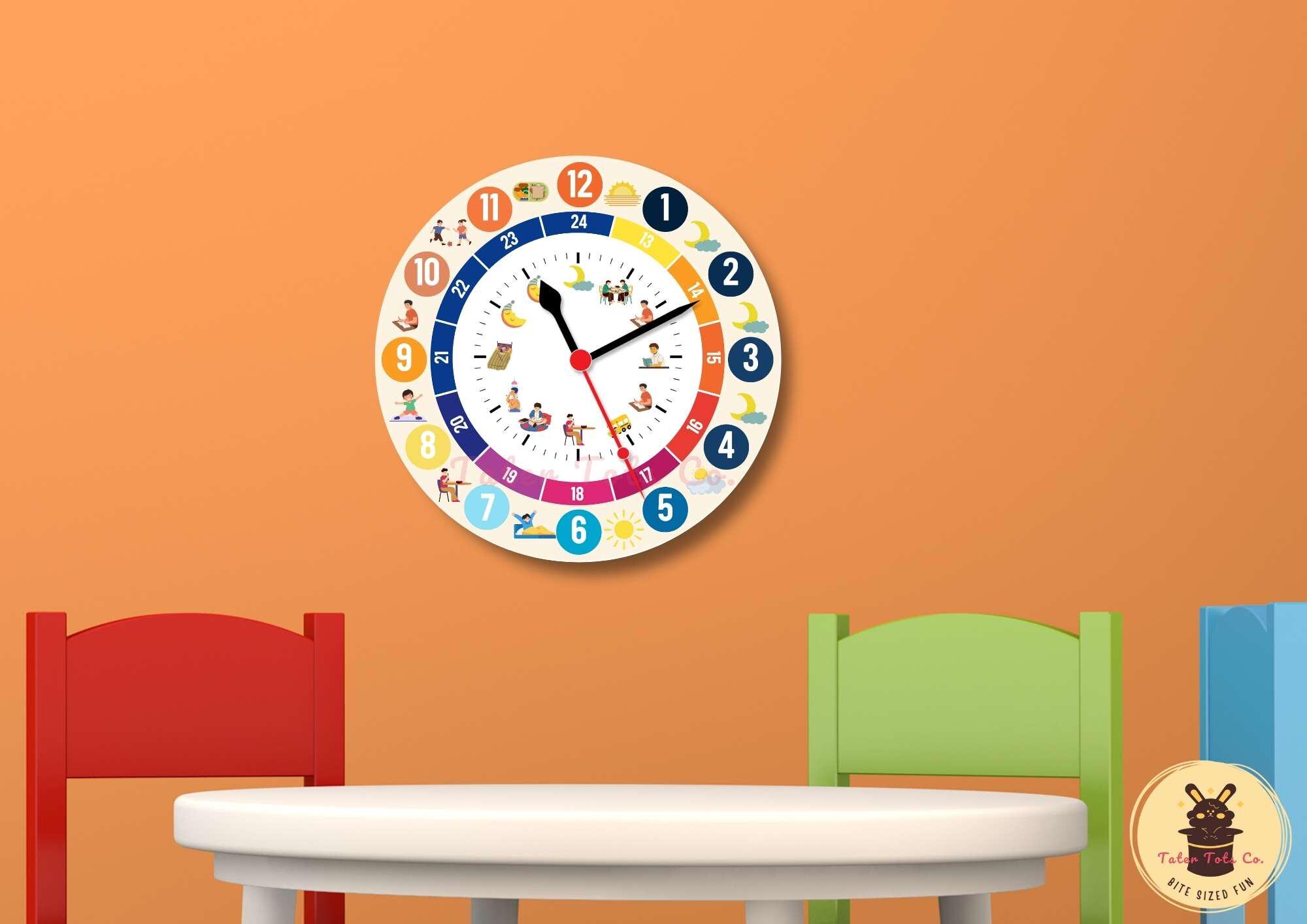 Custom DIY 24-hour Routine Clock Template for Kids: Dual Time Teaching ...