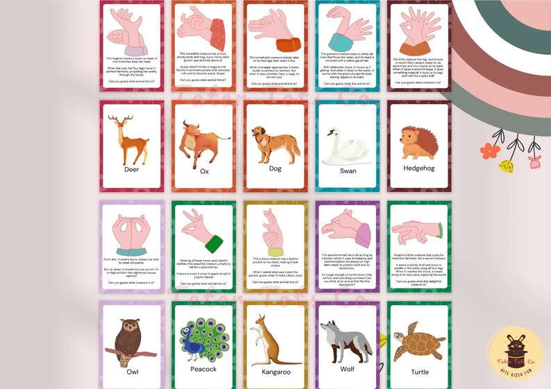 Guess the Animal Hand Shadow Puppets Guide Printable Card Game ...