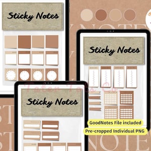 Digital Sticky Notes Tan Brown Beige Color Palette Paperless Tape Daily ...