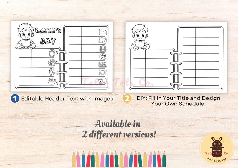 Kid’s Visual Schedule Coloring Page Template (boy) - Personalized Fun ...