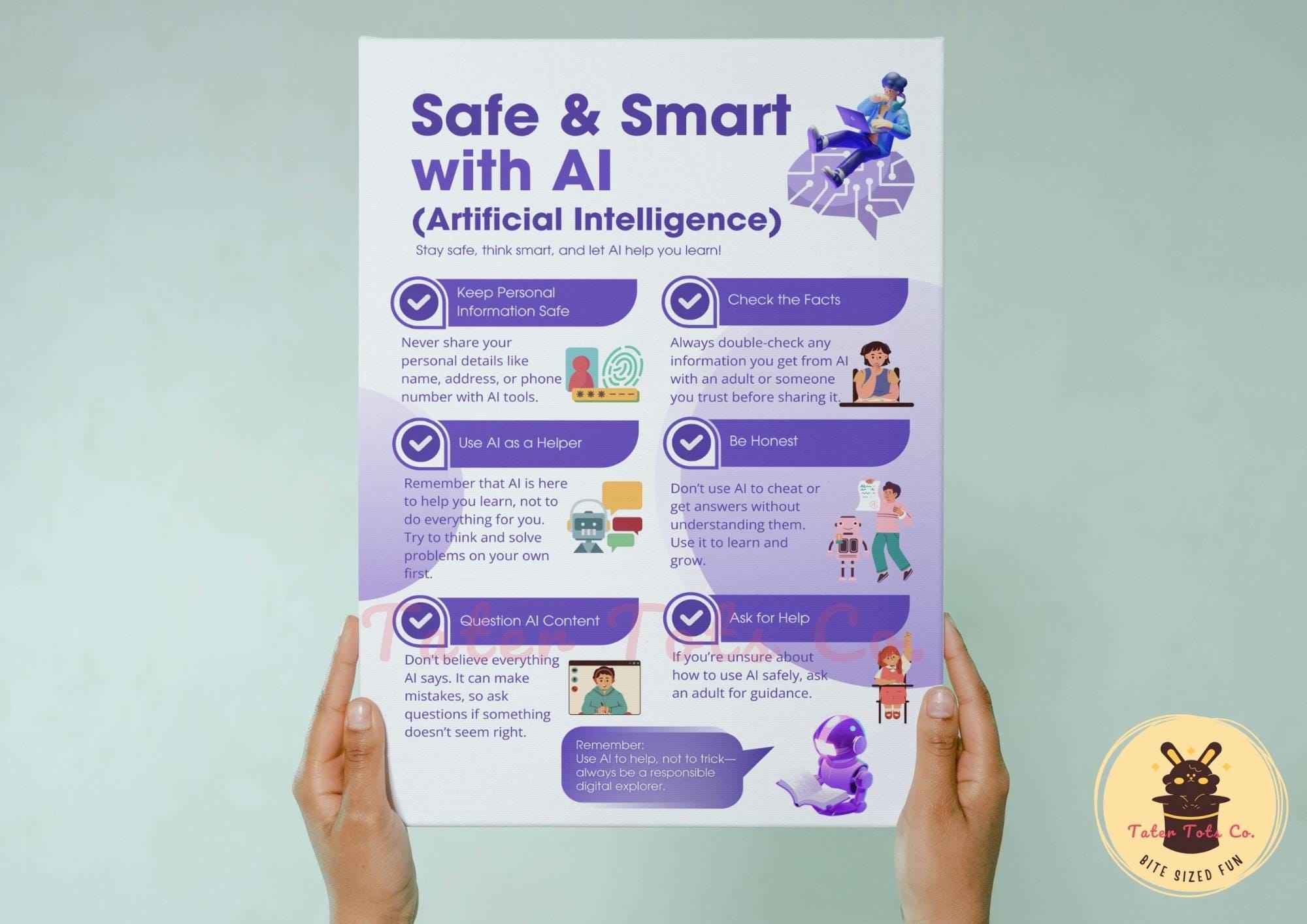 AI Infographic for Kids: Safe & Smart Online – Internet Safety, AI ...