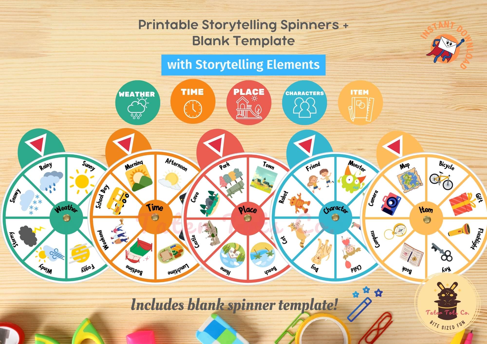 Printable Storytelling Spinners Bundle for Fun Narrative Skills: Story ...