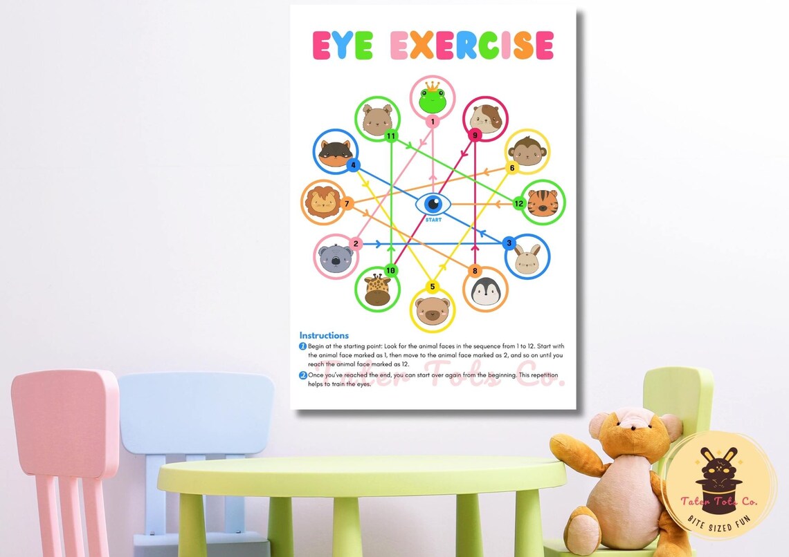Kids' Eye Training Exercise Poster for Preschool: Improving Visual ...