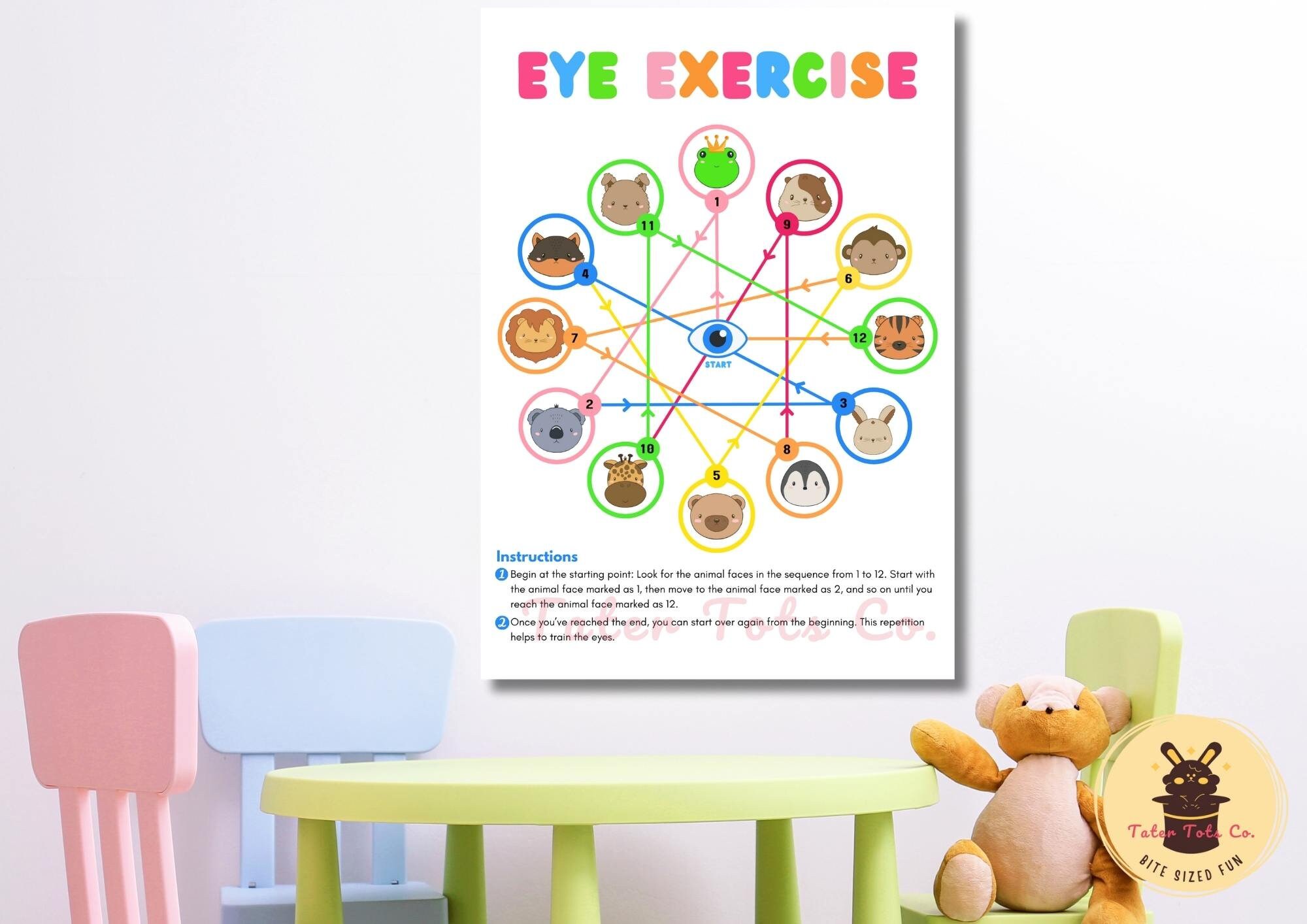 Kids' Eye Training Exercise Poster for Preschool: Improving Visual ...
