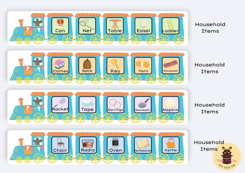 Word Chain Train Game: Preschool Classroom Printable Fun Vocabulary ...