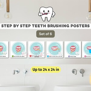 Brush Teeth Sign: 6-step Visual Guide for Kids (PDF) - Etsy