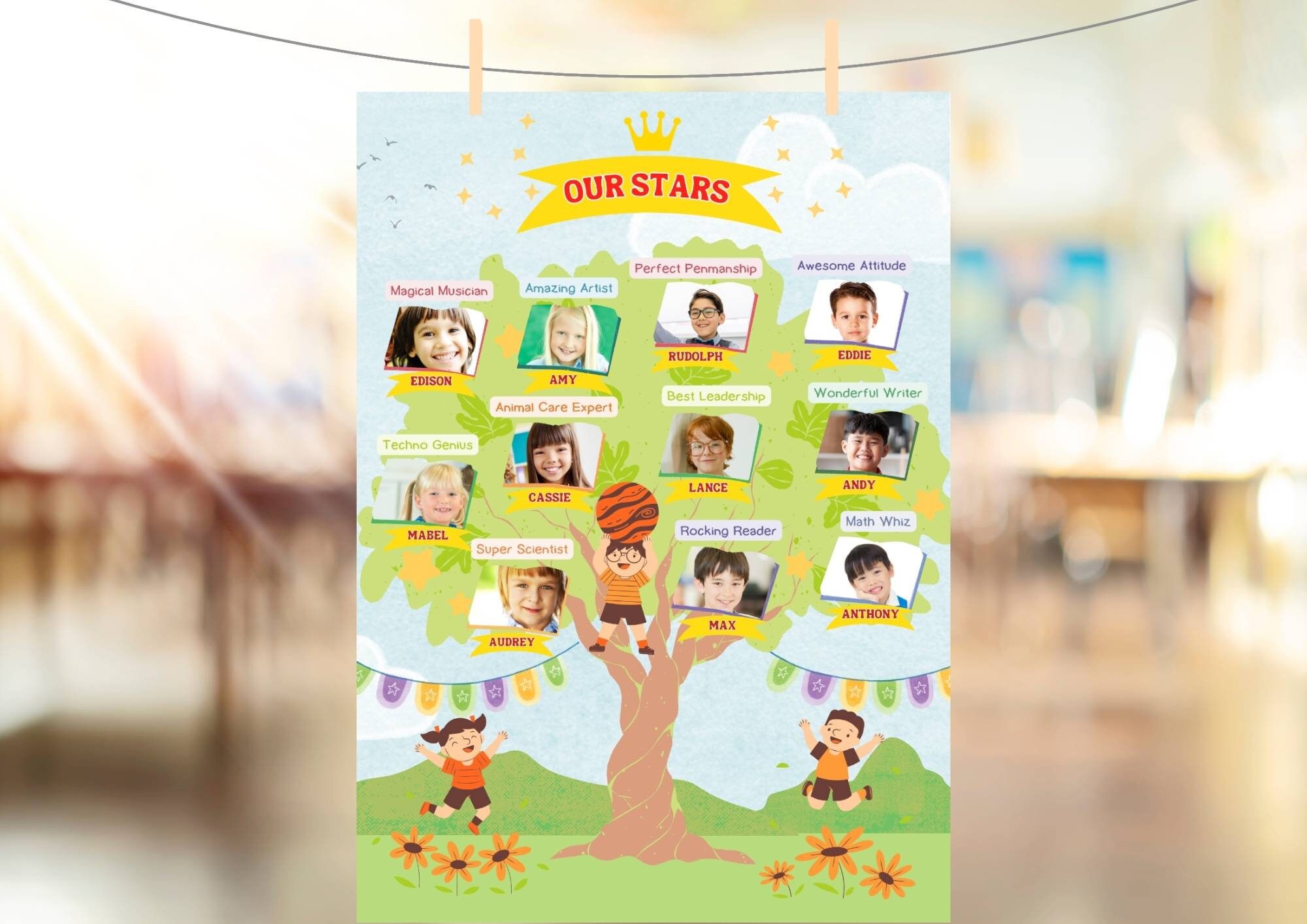 Class Star Students Open Book Tree Design Photo Collage Poster for ...