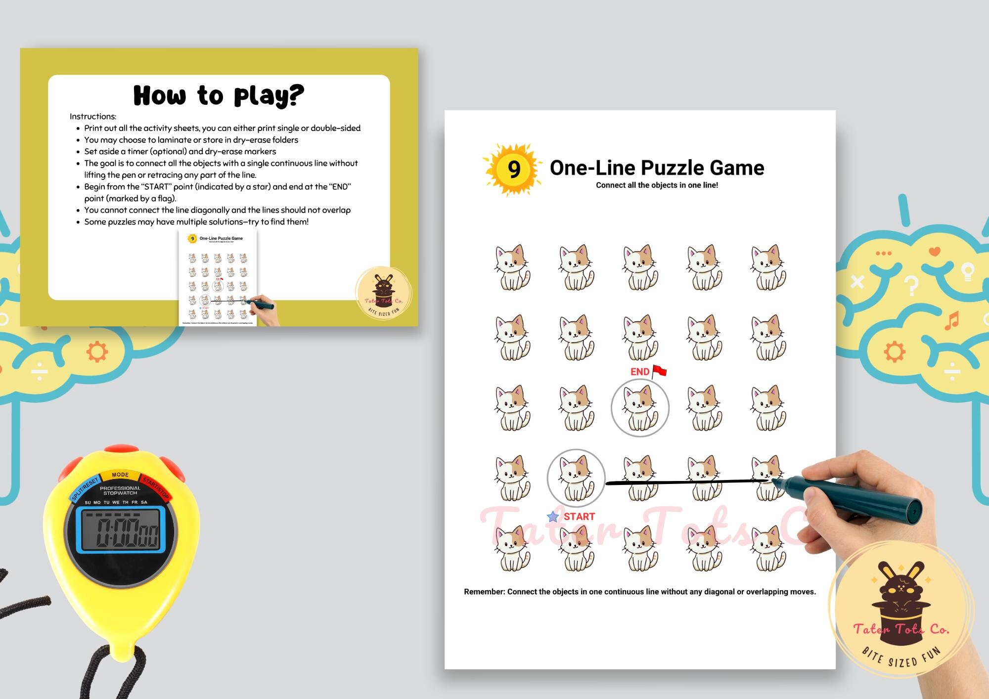 One-line Puzzle Game Connect the Objects in a Single Line Bundle ...