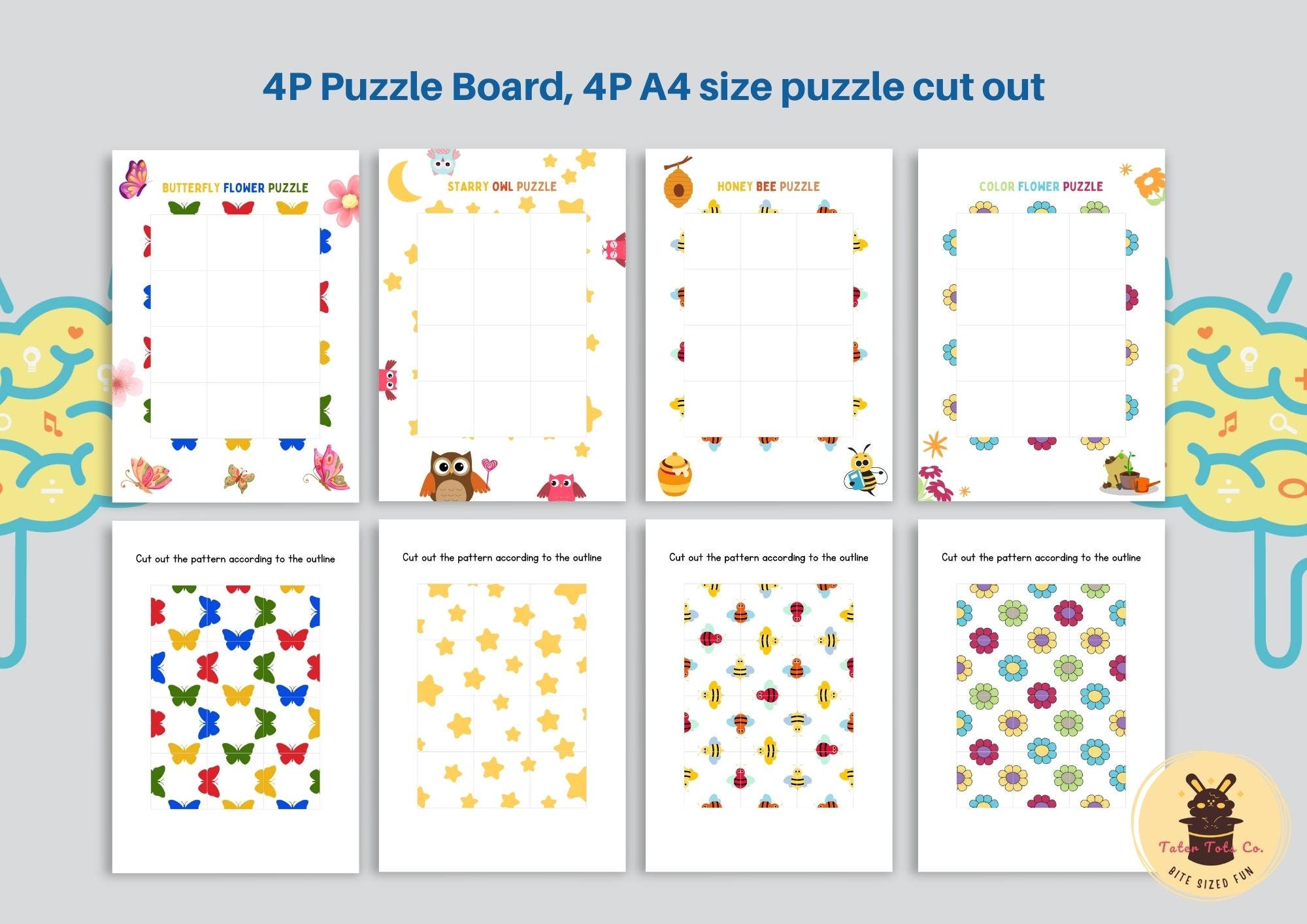 Printable 3x4 Square Grid Puzzle Patterns and Board Set of 4 Part 2 ...