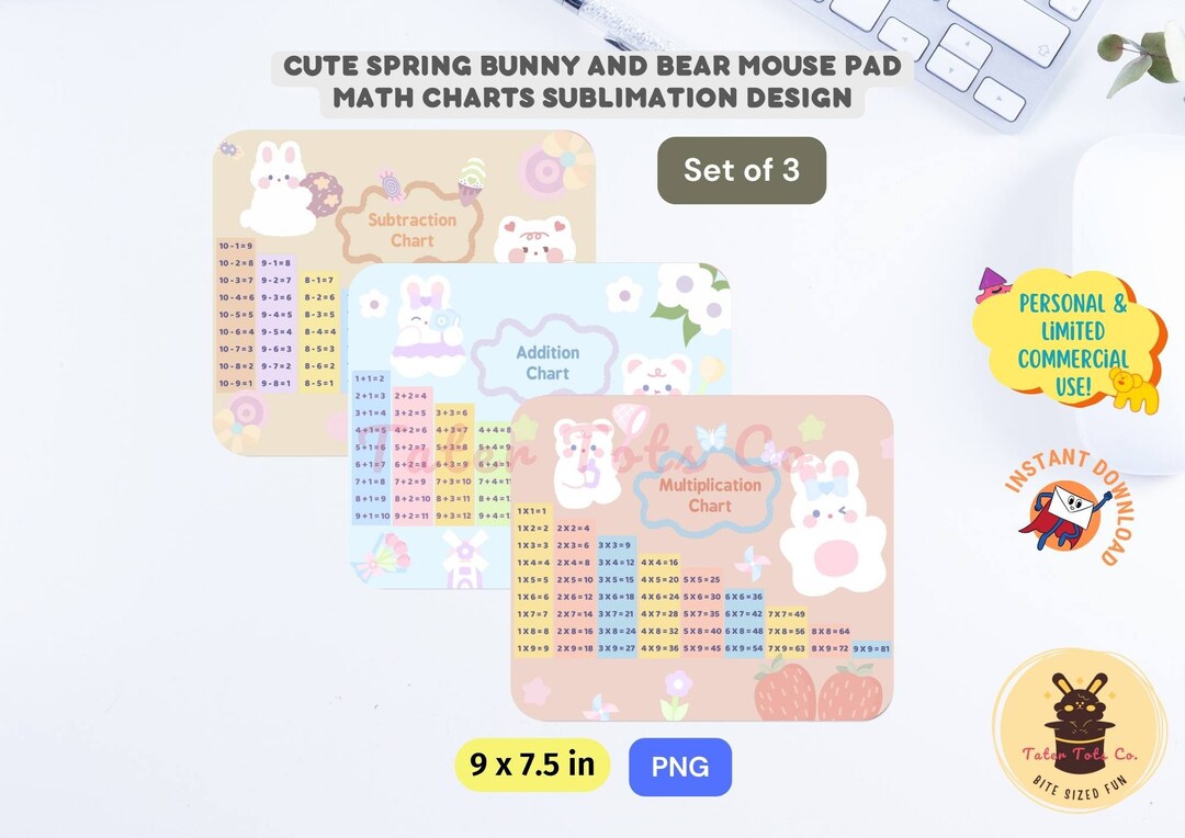Cute Spring Bunny and Bear Math Bundle Multiplication, Addition ...