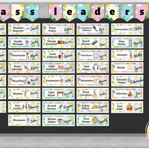 Classroom Job Leaders Board Pastel Rainbow, Decoration and Bunting ...