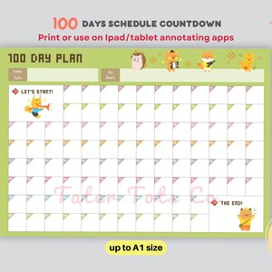 100 Day Habit Tracker: Forest Animals Schedule Template (instant ...