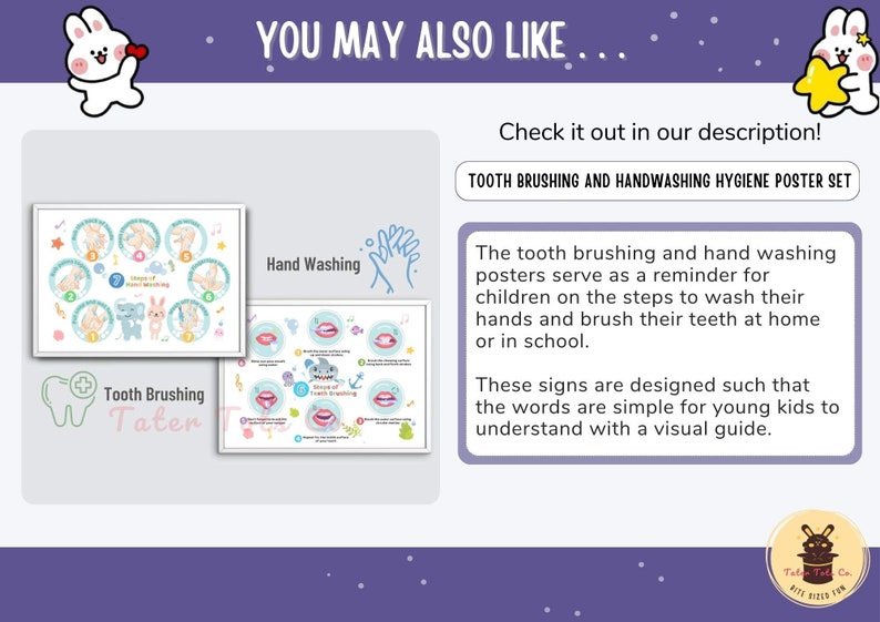 Tooth Brushing and Handwashing Guides Hygiene Poster Set Preschool ...