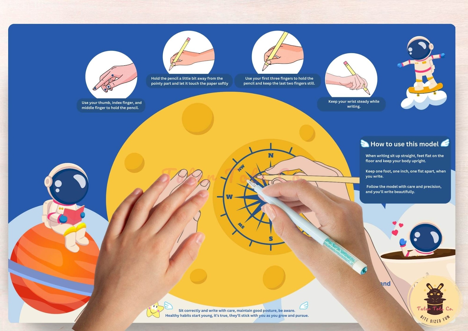 Cute Astronaut Pencil Grasp Model Desk Pad Sublimation Design ...
