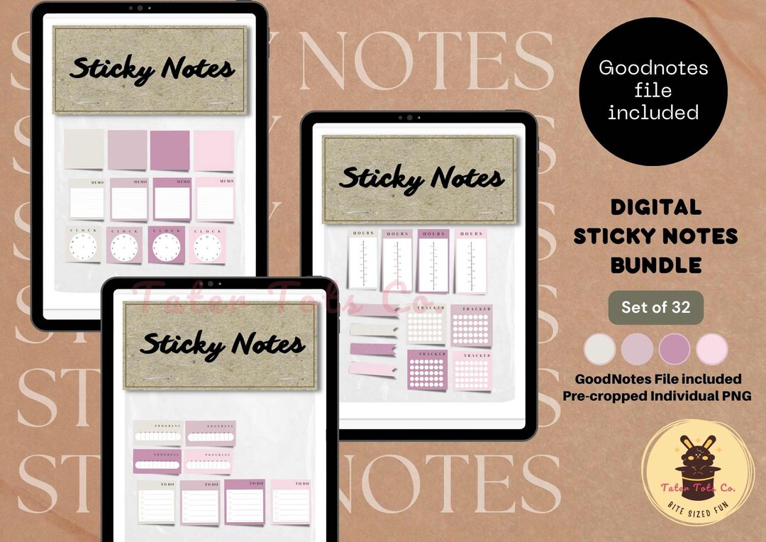 Digital Sticky Notes Blush Color Palette Paperless Memo to Do Schedule ...