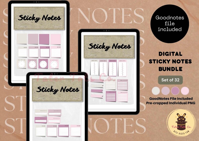 Digital Sticky Notes Blush Color Palette Paperless Memo to Do - Etsy