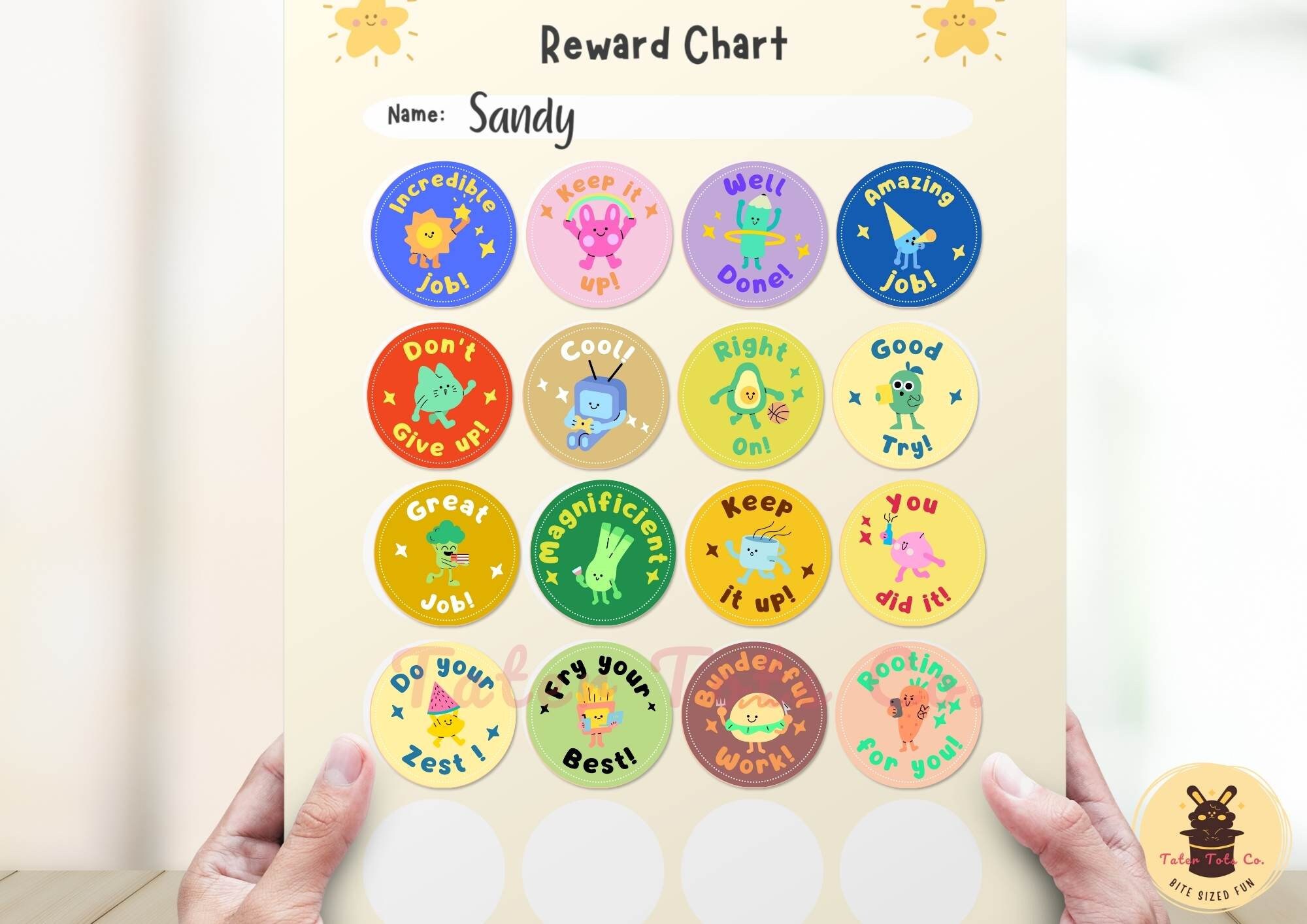 Teacher Student Motivation Circle Round Reward Stickers | Cute Cartoon ...