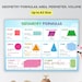 Geometry Formulas: Area, Perimeter, Volume - Flashcard Cheat Sheet ...