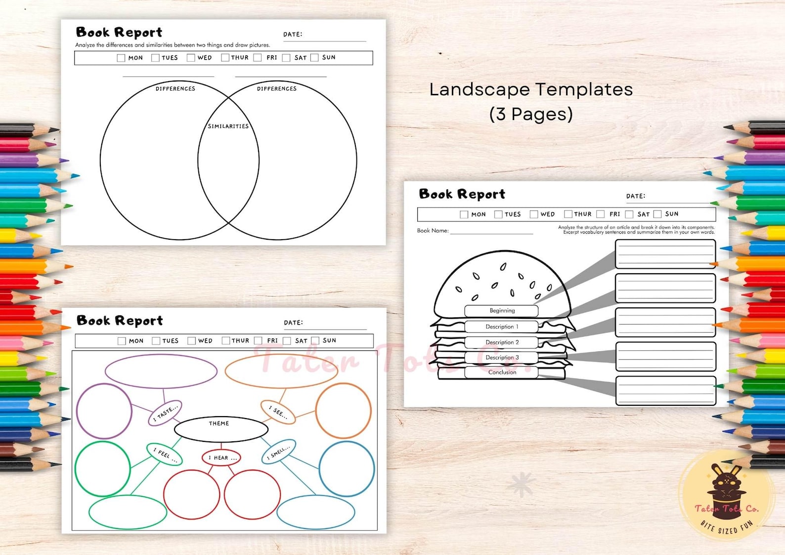 Book Report and Reading Note Graphic Organizer Templates Bundle ...