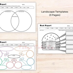 Book Report and Reading Note Graphic Organizer Templates Bundle ...