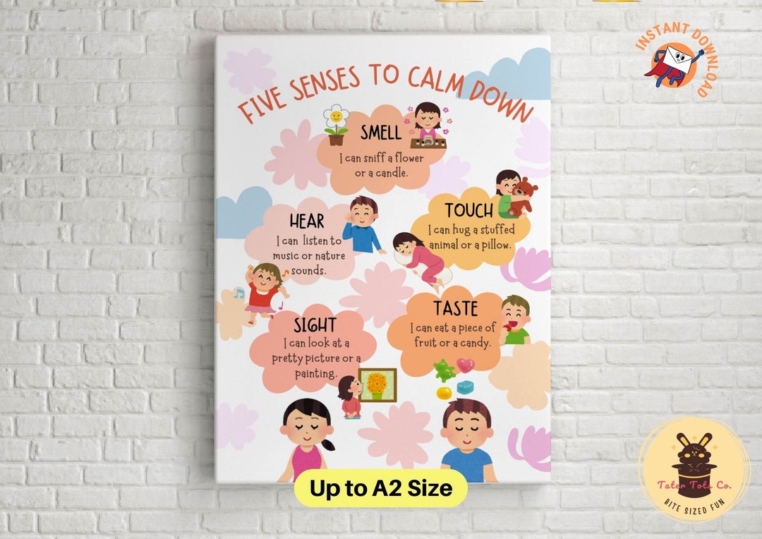 5 Senses Calming Strategies Poster: Help Young Kids Manage Emotions ...