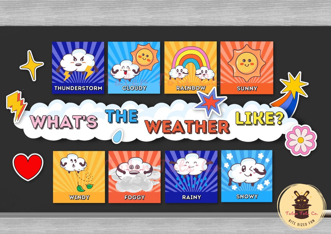 What's the Weather Like? Cute Weather Emoticons Printable Bulletin ...