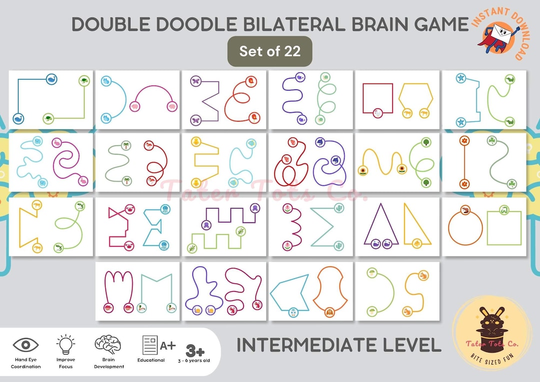 Double Doodle Bilateral Brain Game - Intermediate Level for Cognitive ...