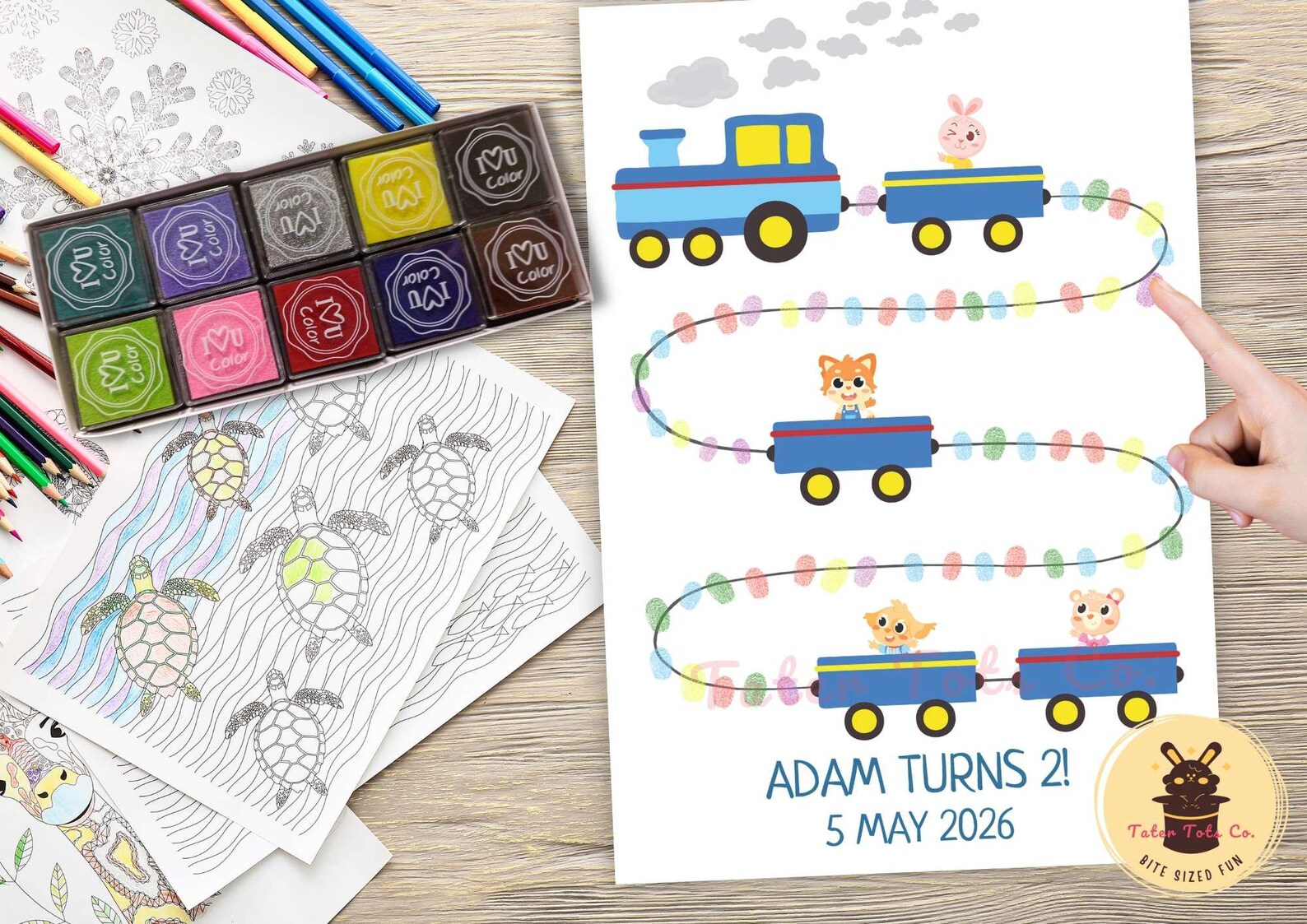 Personalized Cute Animal Choo Choo Train Finger Print Train Track for ...