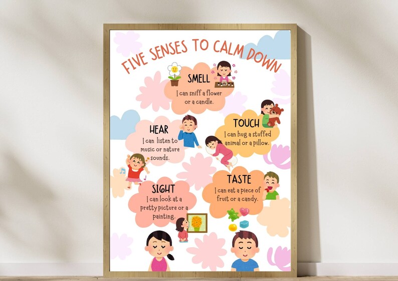 5 Senses Calming Strategies Poster: Help Young Kids Manage Emotions ...