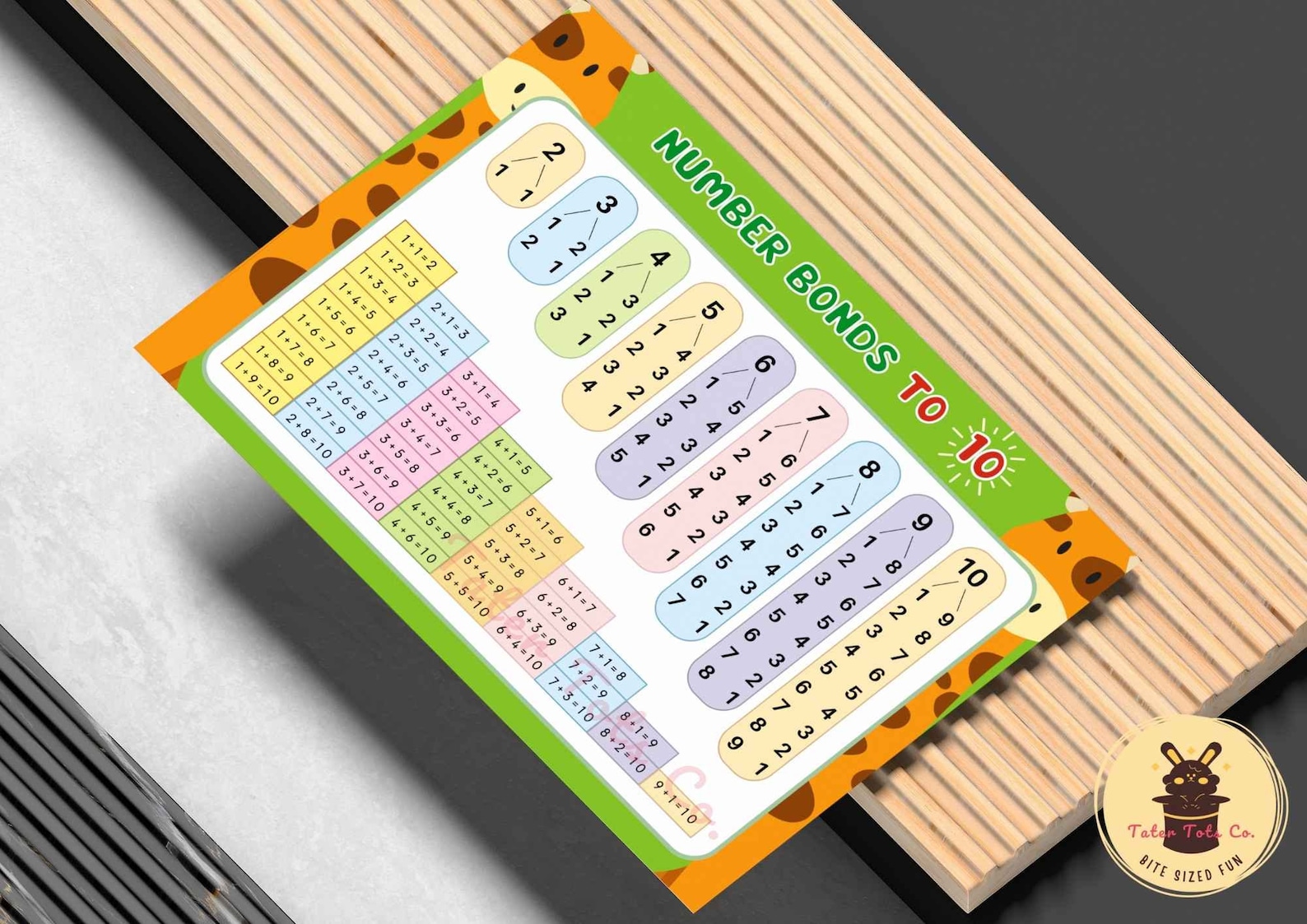 Number Bonds to 10 With Addition Chart Math Number Chart Flashcard ...