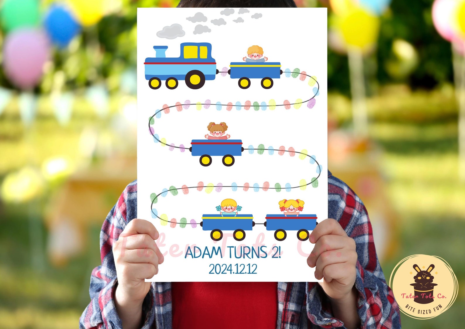 Personalized Children Choo Choo Train Finger Print Preschool Art and ...