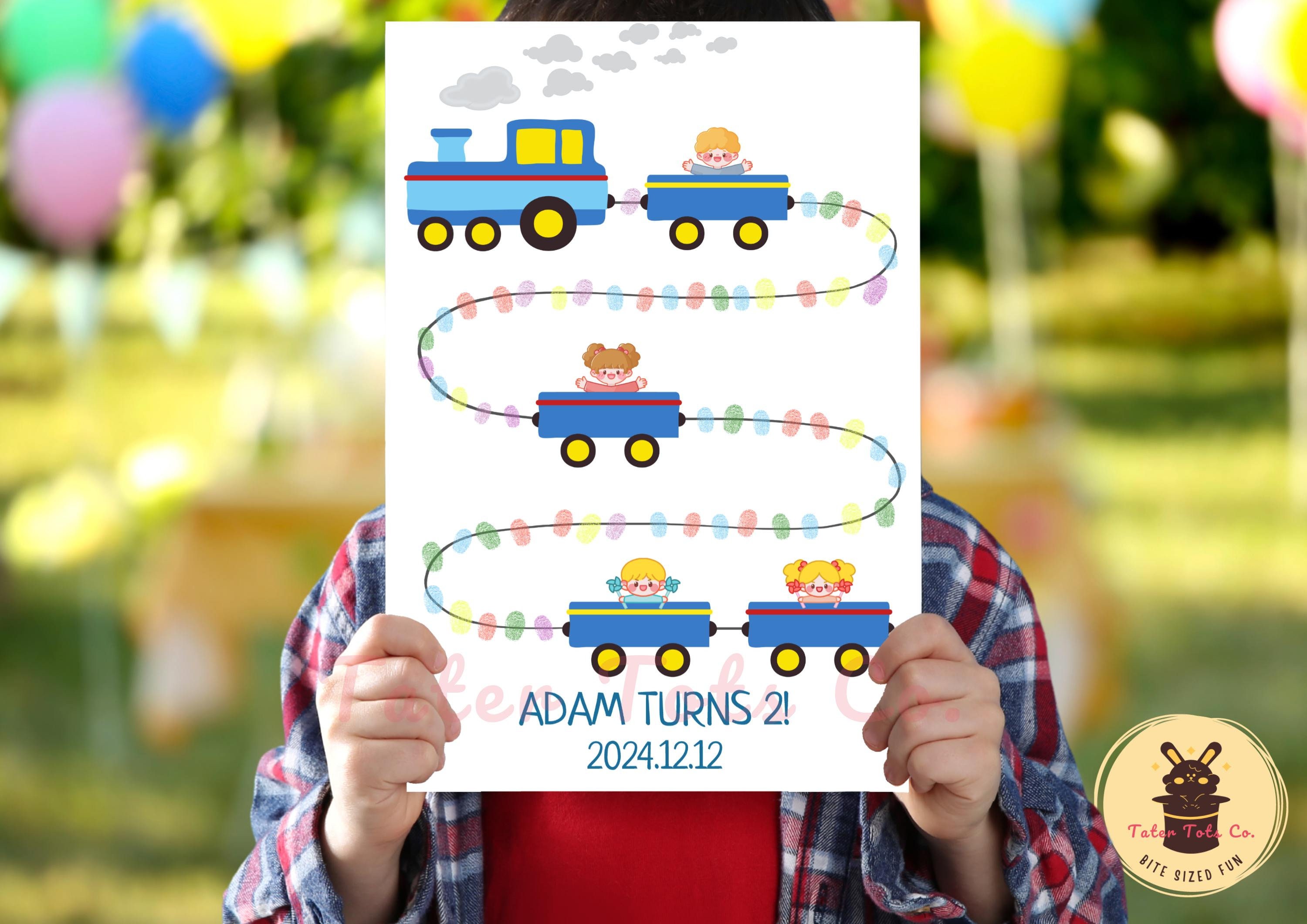 Personalized Children Choo Choo Train Finger Print Preschool Art and ...