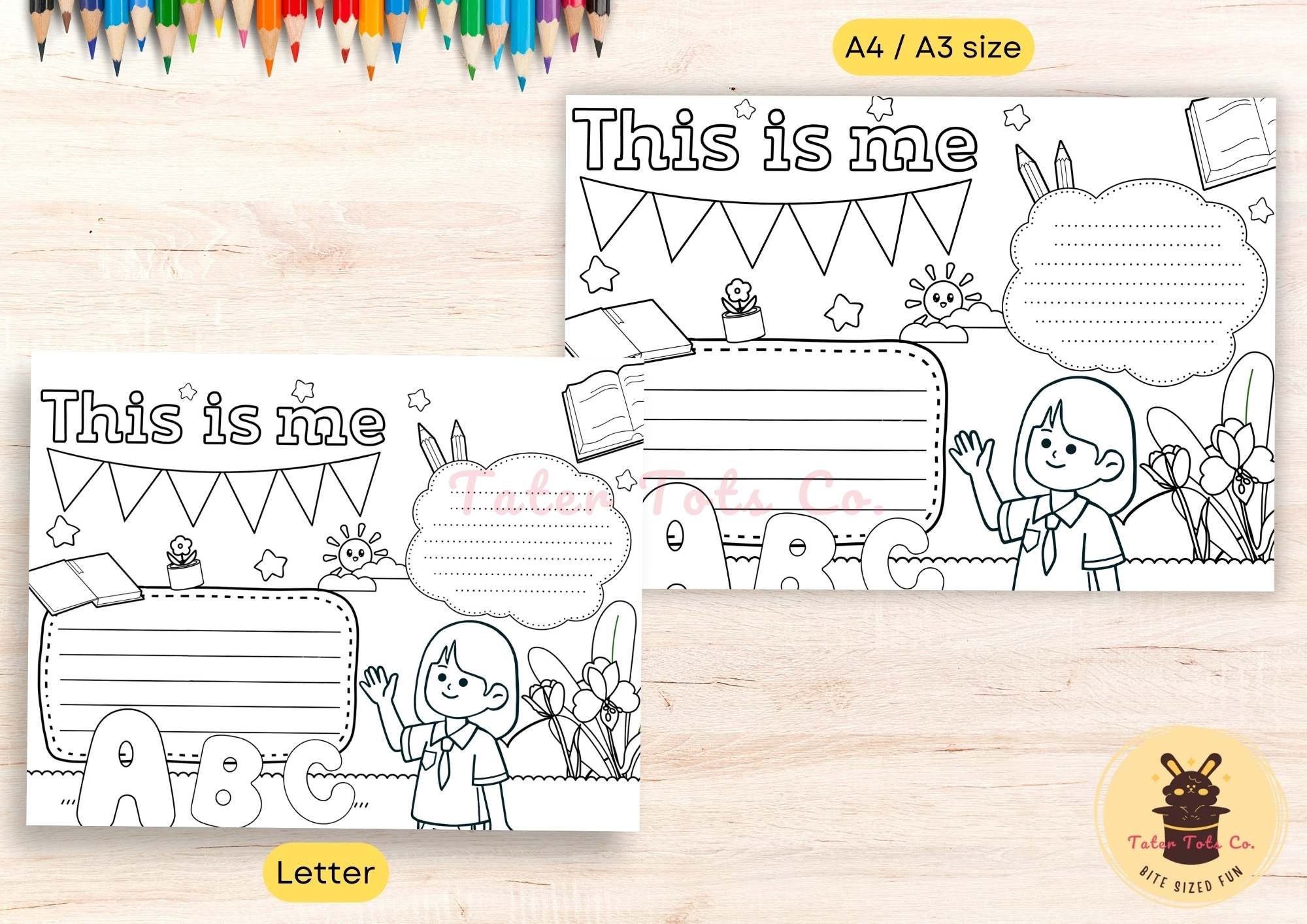 All About Me Girl Color Poster Template - Who Am I? Kids Self ...