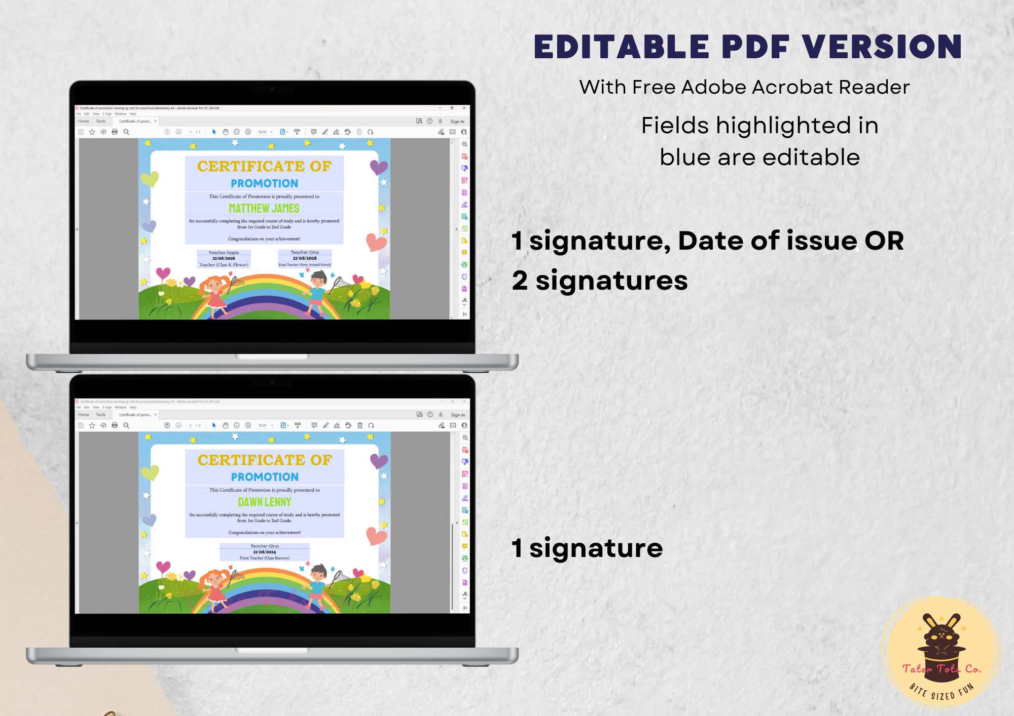 Editable Certificate of Promotion: Elementary School Graduation Award ...