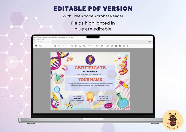 STEM Award Certificate Template: Printable Science Achievement for Kids ...