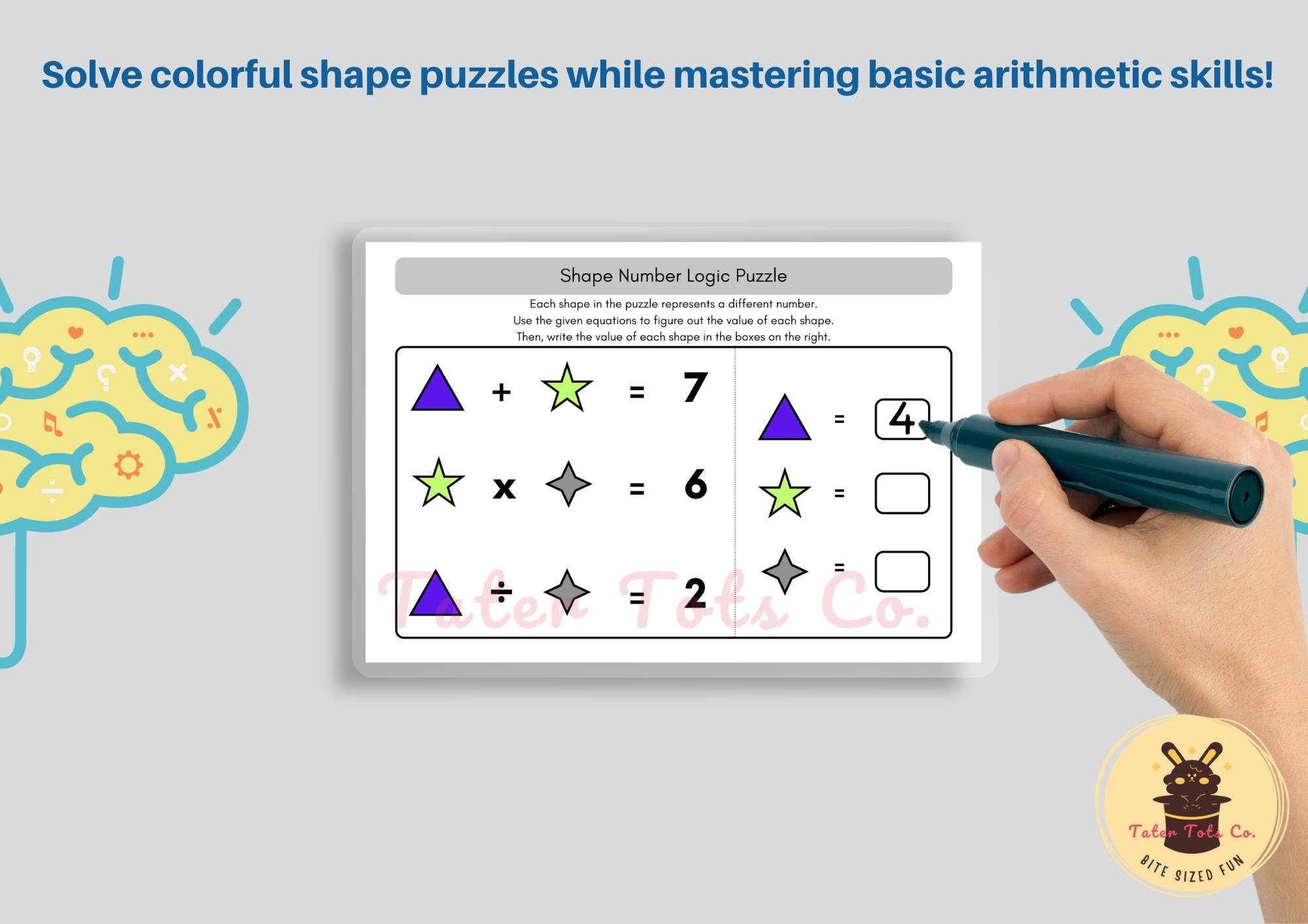 Printable Shape Number Logic Puzzle Cards – Problem Solving Basic ...