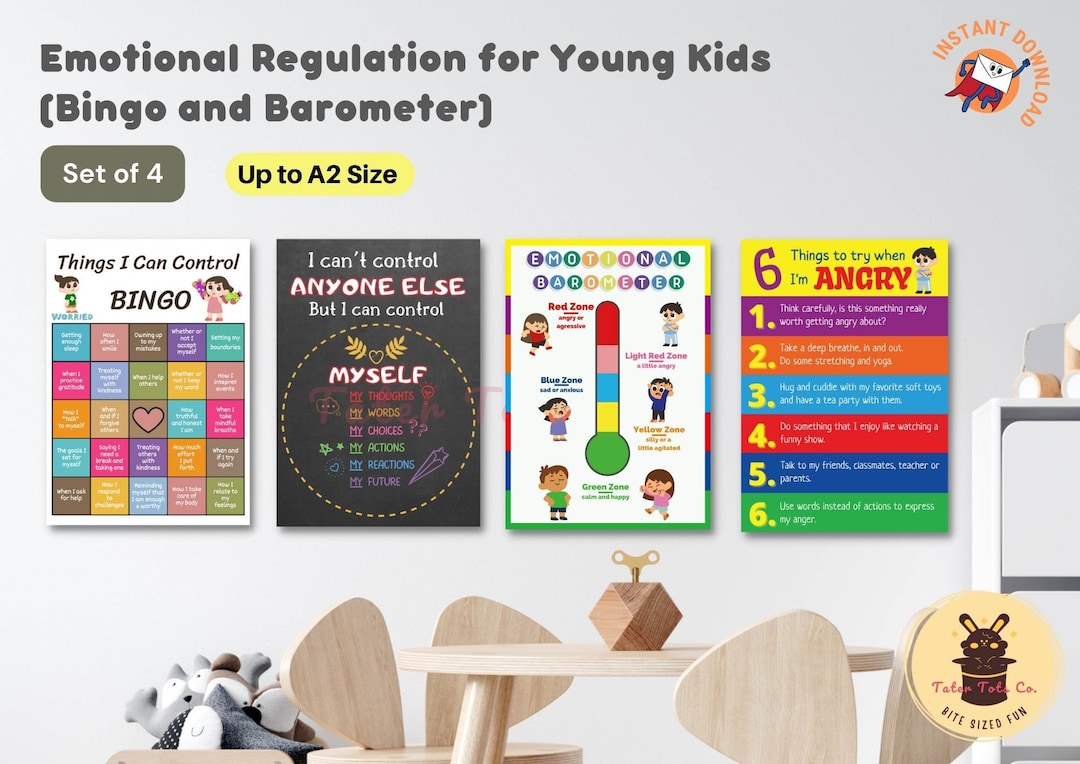 Emotional Regulation Bundle for Kids Bingo and Barometer, Help Children ...