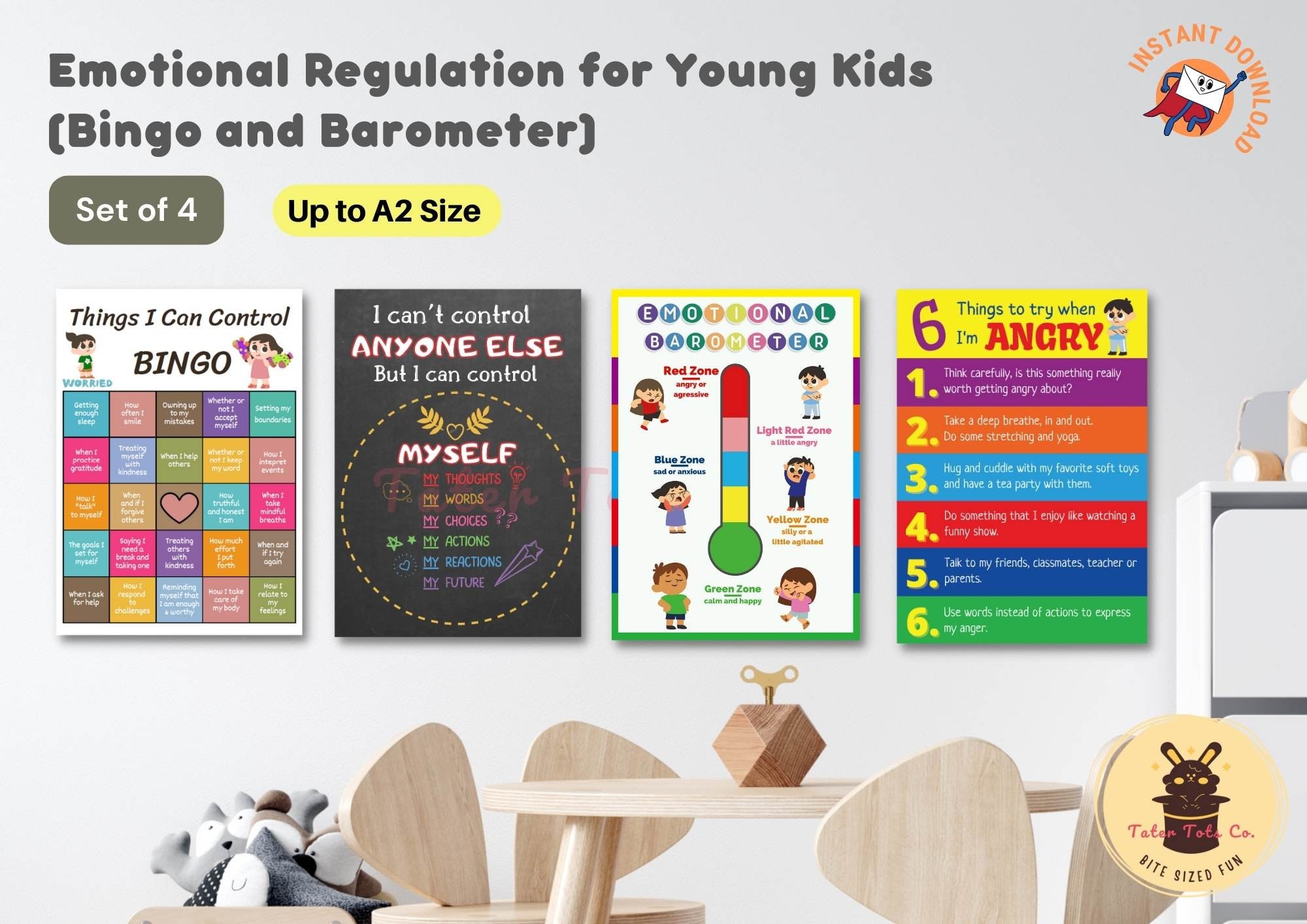 Emotional Regulation Bundle for Kids Bingo and Barometer, Help Children ...
