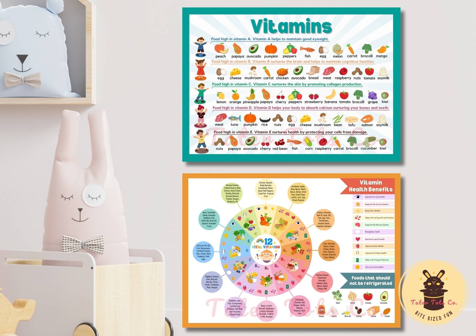 12 Vital Vitamins Wheel Chart and Easy Benefits Bundle for Kids: A ...