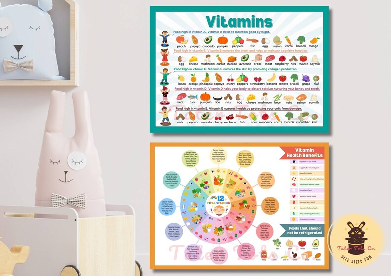 12 Vital Vitamins Wheel Chart and Easy Benefits Bundle for Kids: A ...