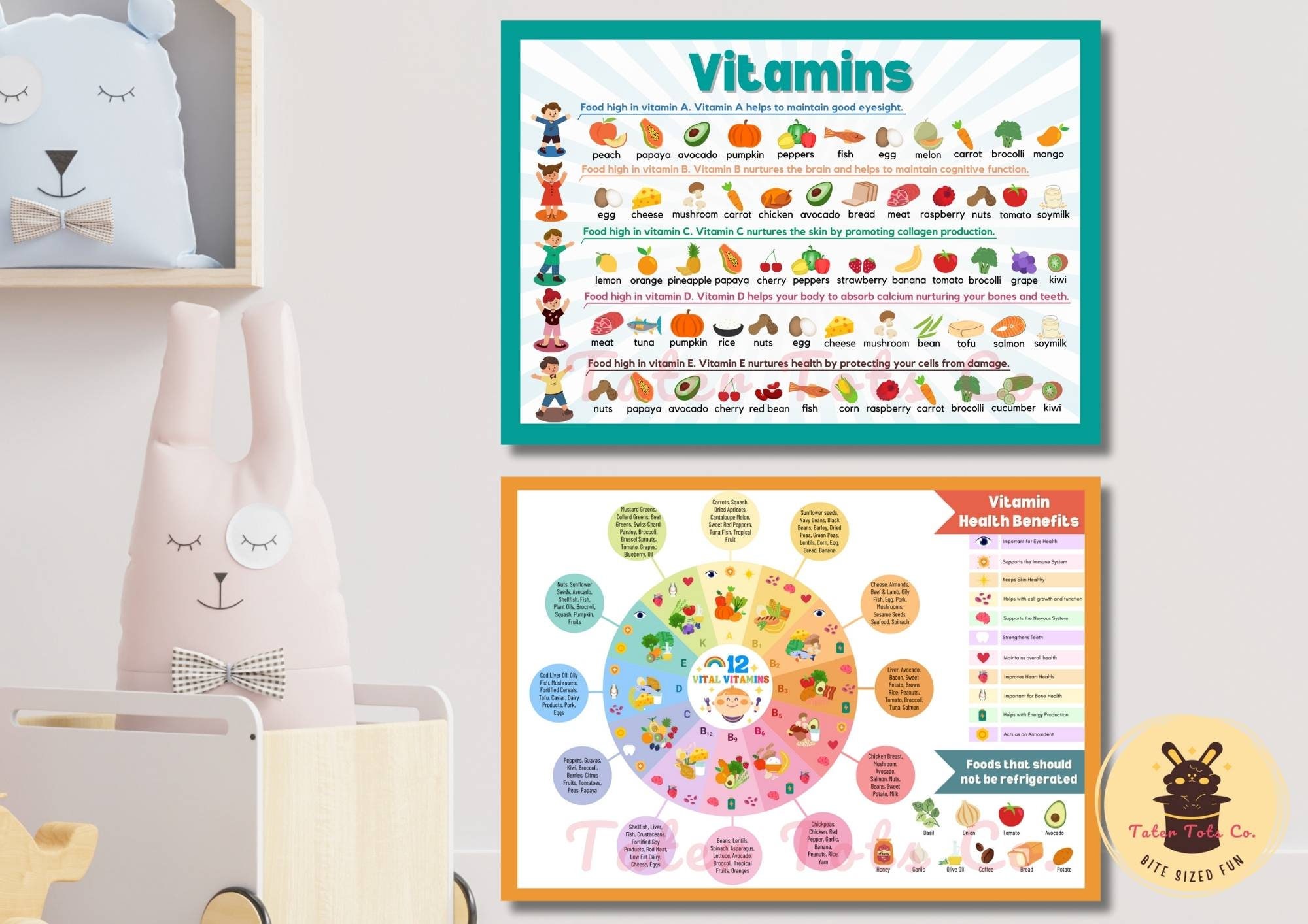 12 Vital Vitamins Wheel Chart and Easy Benefits Bundle for Kids: A ...